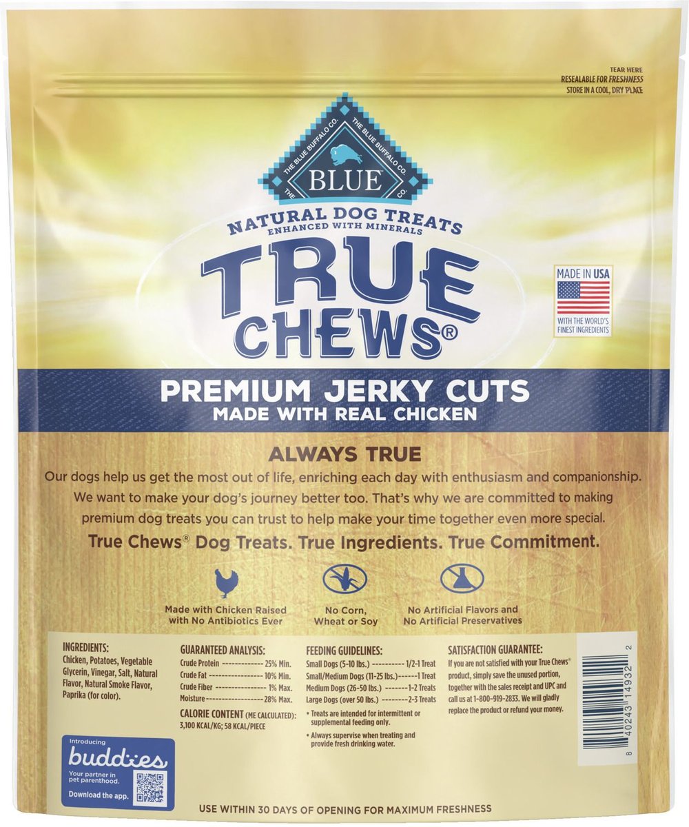 BLUE BUFFALO True Chews Premium Jerky Cuts Chicken Jerky Dog Treats, 32 ...