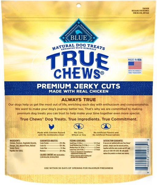 BLUE BUFFALO True Chews Premium Jerky Cuts Chicken Jerky Dog Treats, 4 ...