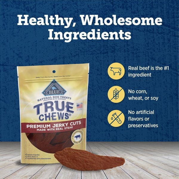 BLUE BUFFALO True Chews Premium Jerky Cuts Natural Steak Dog Treats, 20 ...