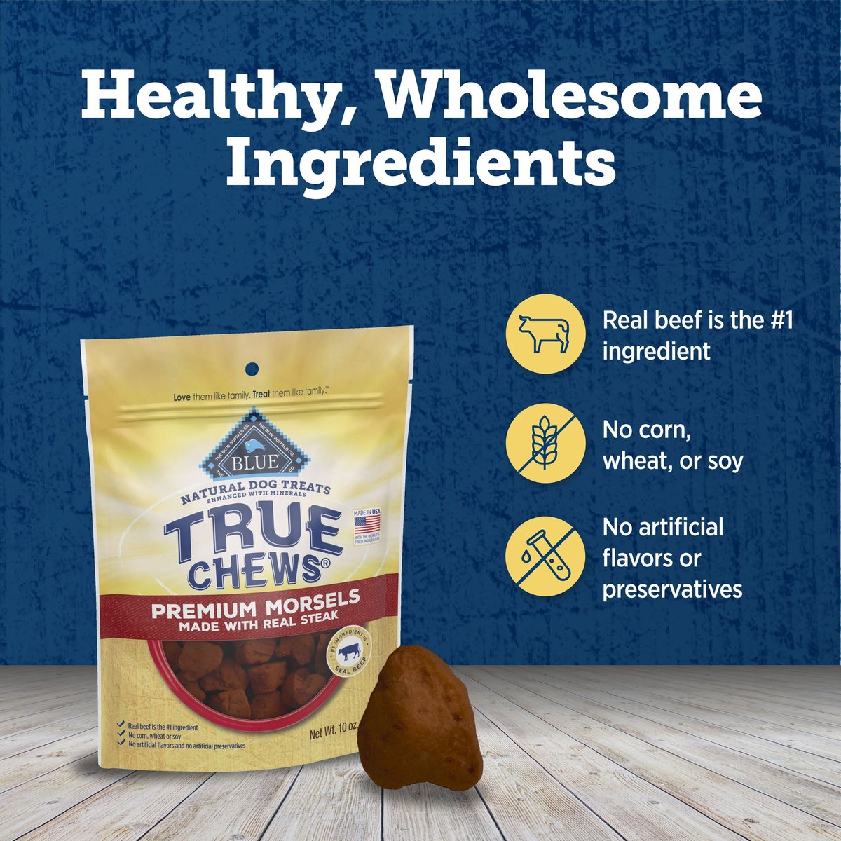 BLUE BUFFALO True Chews Premium Morsels Natural Grain-Free Steak Dog ...