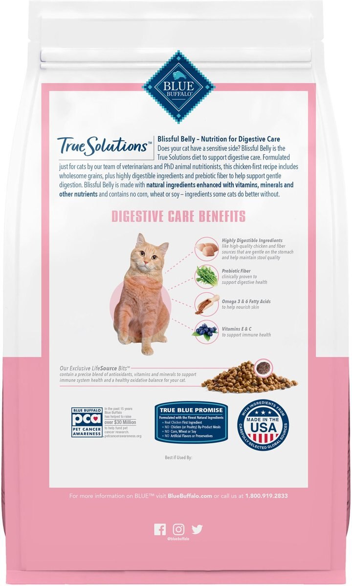 BLUE BUFFALO True Solutions Digestive Care Formula Dry Cat Food, 11-lb ...
