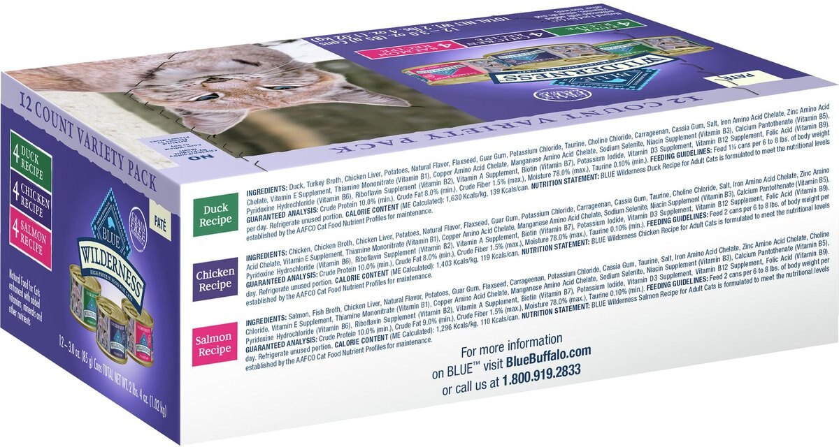 BLUE BUFFALO Wilderness Pate Variety Pack Duck, Chicken & Salmon Grain ...