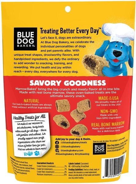 BLUE DOG BAKERY Marrow Bakes Beef Flavor Dog Treats, 12-oz bag - Chewy.com