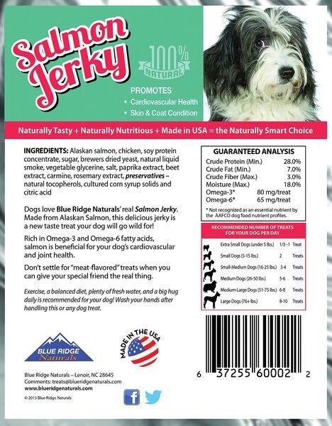 BLUE RIDGE NATURALS Alaskan Salmon Jerky Dog Treats, 1-lb bag - Chewy.com
