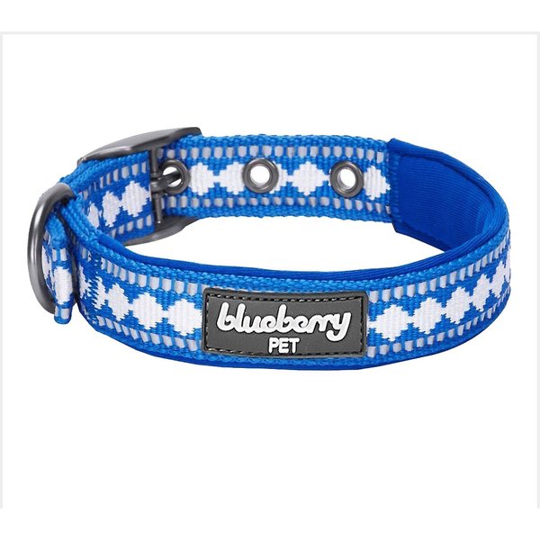 BLUEBERRY PET 3M Reflective Pattern Dog Collar, Palace Blue, Small: 9 ...