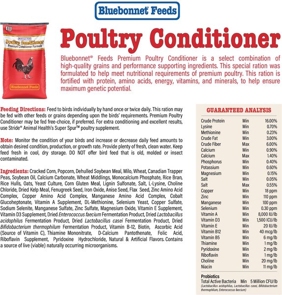 BLUEBONNET FEEDS Poultry Conditioner 16% Protein Premium Formula Grain ...