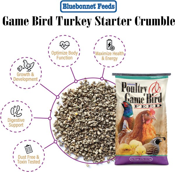 BLUEBONNET FEEDS Poultry & Game 30% Protein Crumble Bird Food, 50-lb ...