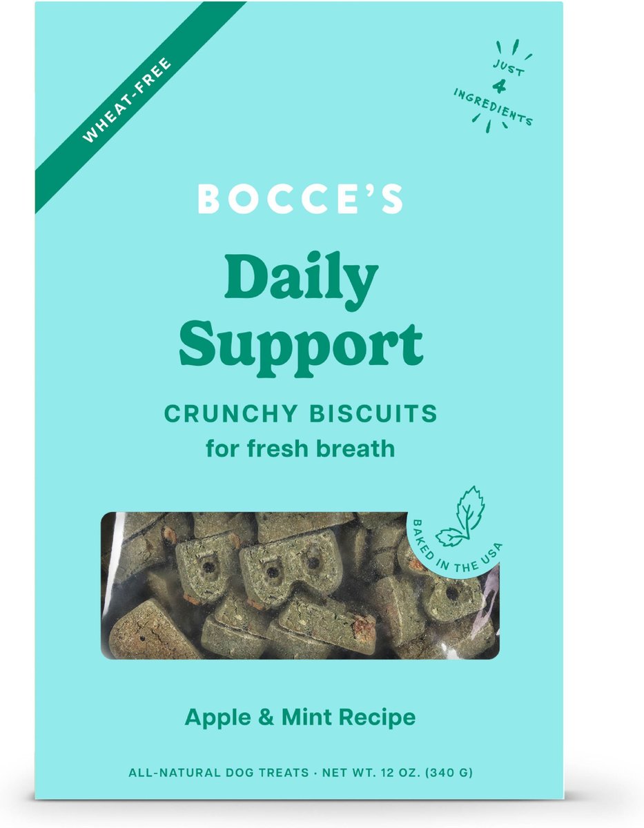BOCCE'S BAKERY Daily Support Breath Aid Apple & Mint Recipe Dog Treat ...