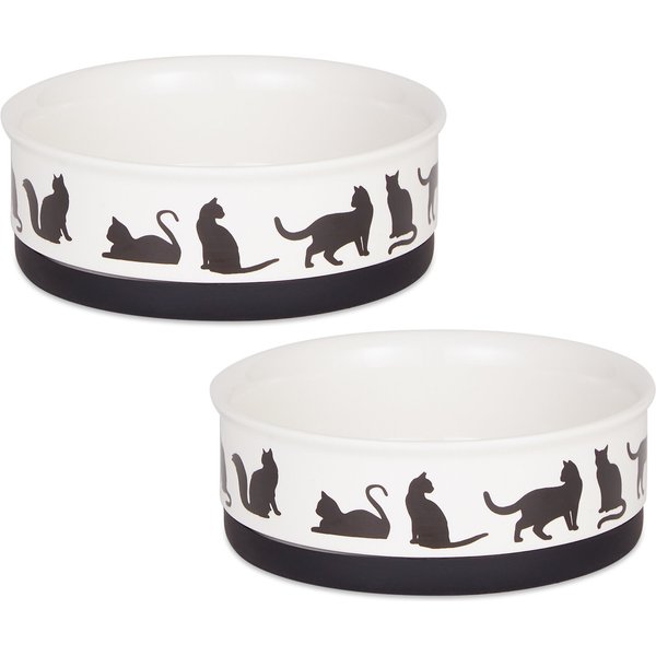 BONE DRY Meow Set Cat Bowl, Black & White, Medium - Chewy.com