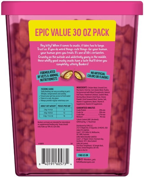 BONKERS Bites Grain-Free Seafood & Eat IT! Crunchy Cat Treats, 30-oz ...