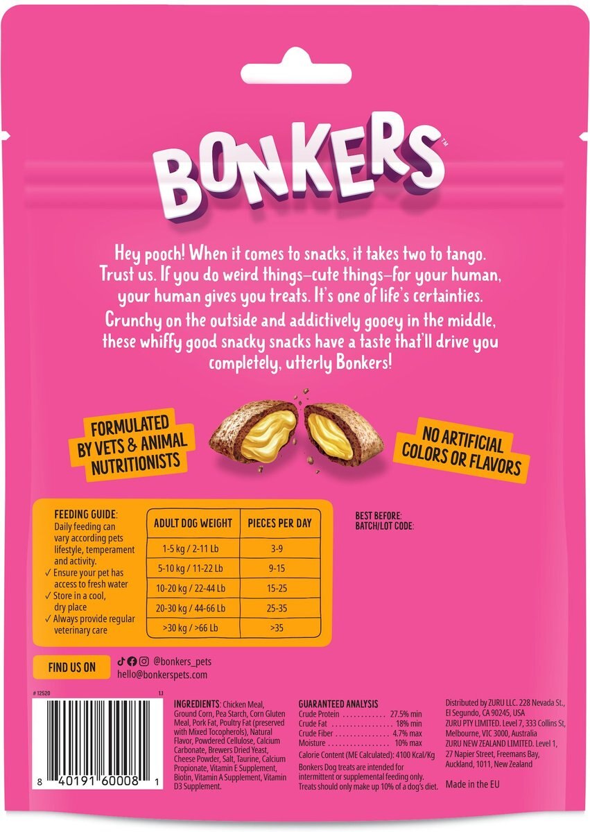 BONKERS Dog Bites Chicken Chomps Flavored Crunchy Dog Treats, 5.3-oz ...
