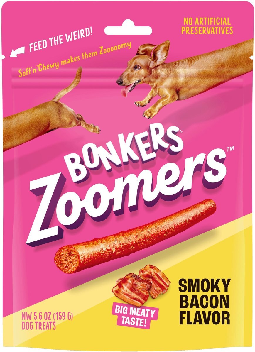 BONKERS Dog Zoomers Smoky Bacon Flavored Soft & Chewy Dog Treats, 5.6 ...