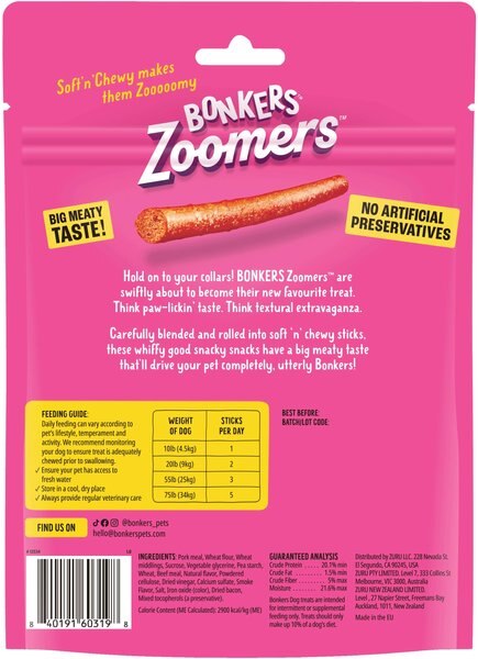 BONKERS Dog Zoomers Smoky Bacon Flavored Soft & Chewy Dog Treats, 5.6 ...