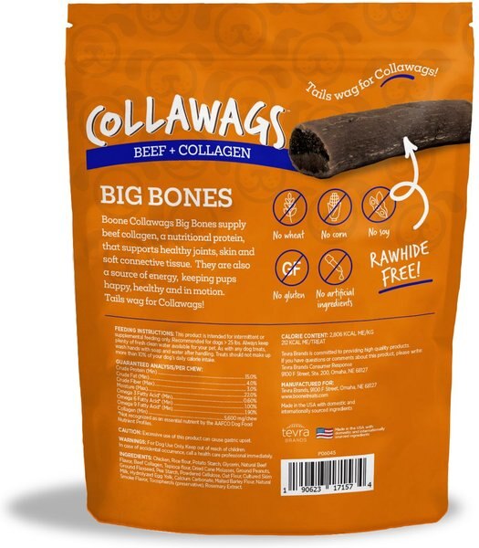 BOONE Collawags Large Bones Beef Flavor Dog Treats, 10-oz bag - Chewy.com