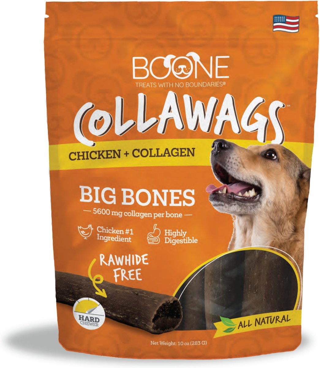 BOONE Collawags Large Bones Chicken Flavor Dog Treats, 10-oz bag ...