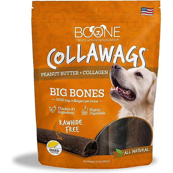 BOONE Collawags Large Bones Peanut Butter Flavor Dog Treats, 10-oz bag ...
