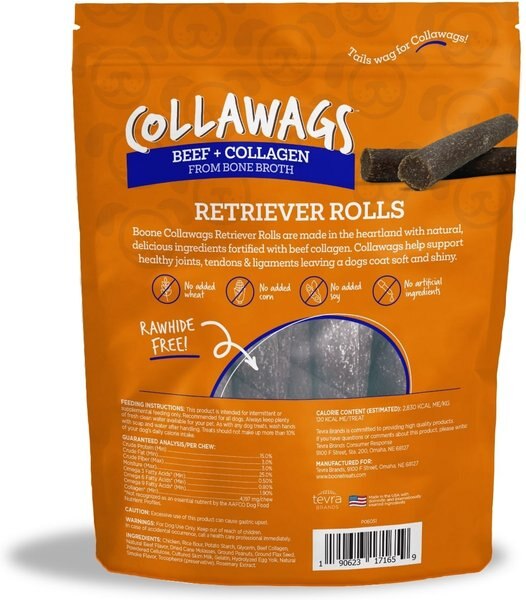 BOONE Collawags Retriever Rolls Beef Flavor Hard Chews Dog Treat, 6-oz ...
