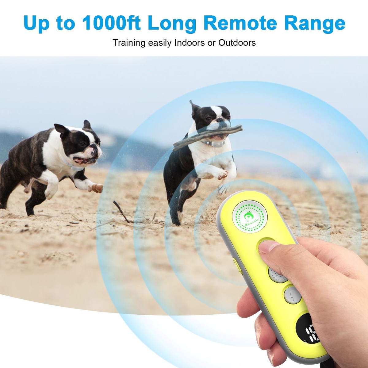 BOUSNIC 1000-ft Remote Waterproof Rechargeable Shock Training Dog ...