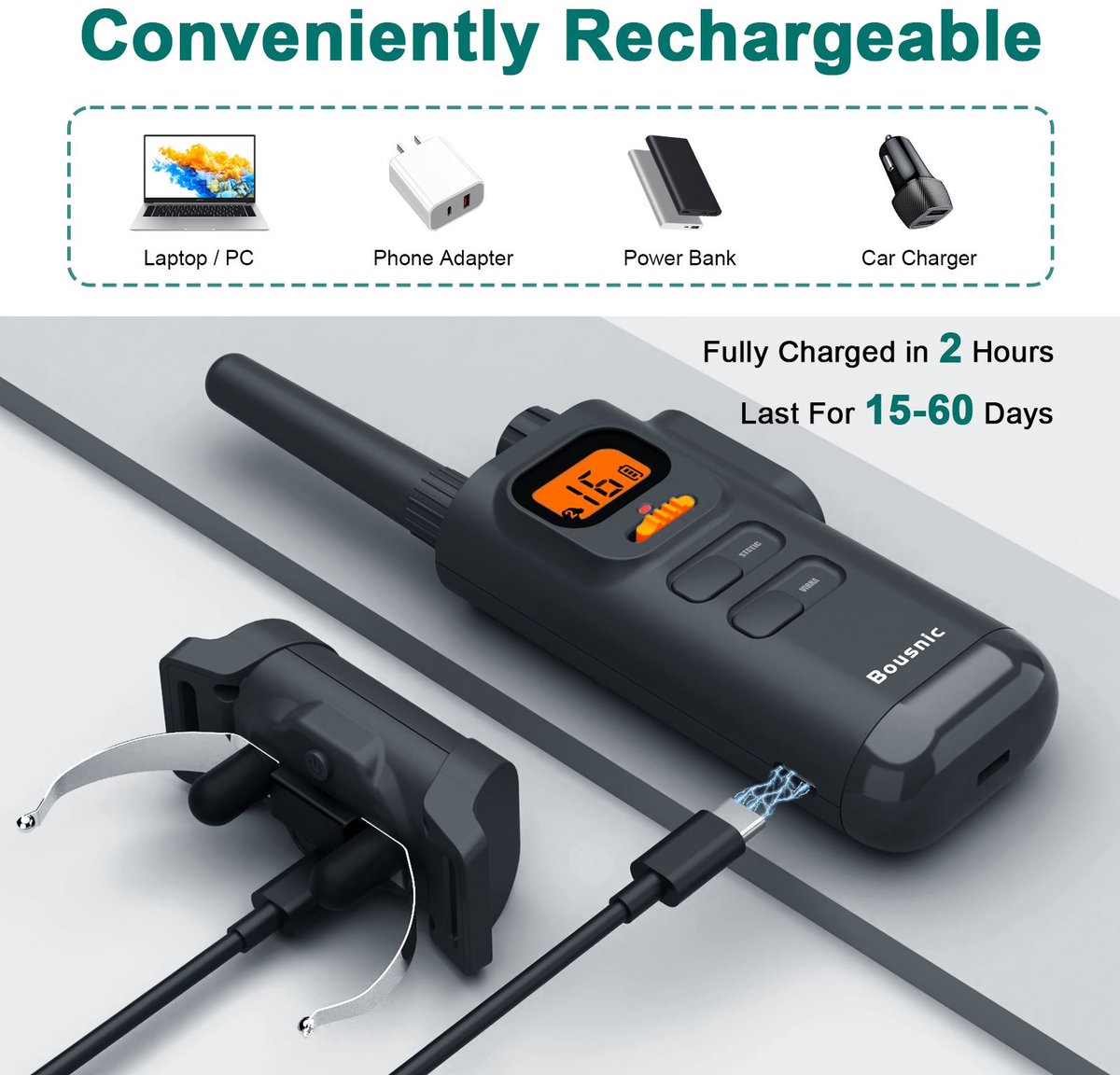 BOUSNIC 4000FT Extra Long Remote Range Waterproof Rechargeable ...