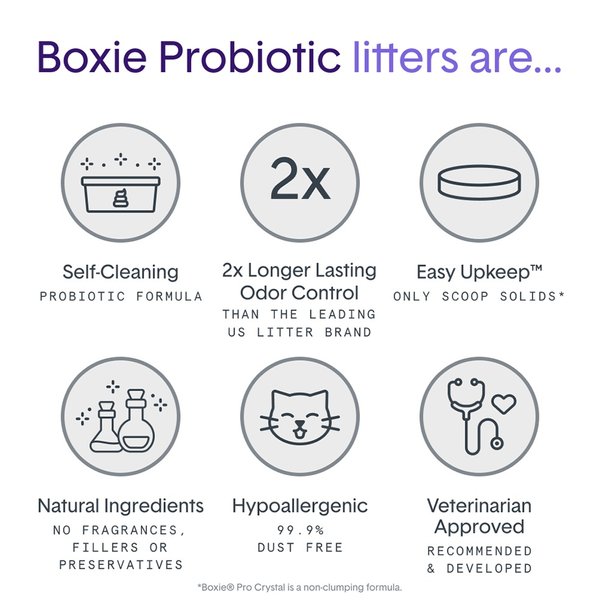 BOXIECAT Pro Self-Cleaning Probiotic Non-Clumping Crystal Cat Litter, 6 ...