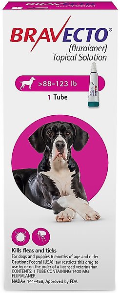 BRAVECTO Topical Solution for Dogs, 88-123 lbs, (Pink Box) - Easy ...