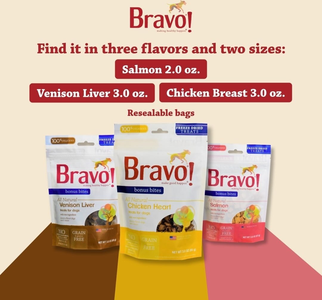 BRAVO! Bonus Bites Venison Liver Freeze-Dried Dog Treats, 3-oz bag ...