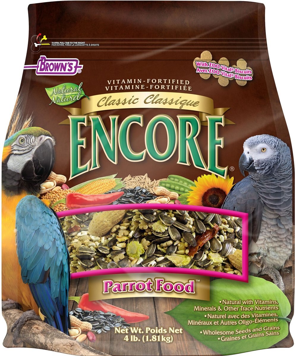BROWN'S Encore Classic Natural Parrot Food, 4-lb bag - Chewy.com