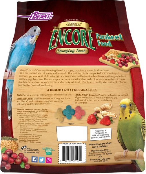 BROWN'S Encore Gourmet Foraging Feast Parakeet Food, 3-lb - Chewy.com