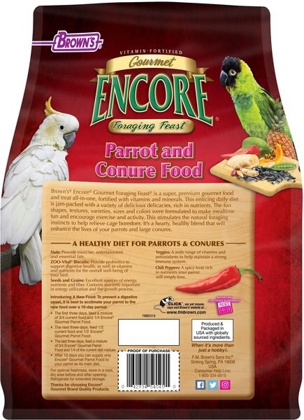 BROWN'S Encore Gourmet Foraging Feast Parrot & Conure Food, 4-lb ...