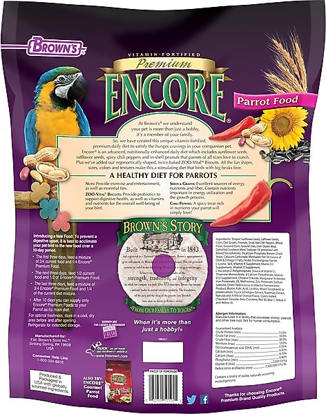 BROWN'S Encore Premium Parrot Food, 8-lb bag - Chewy.com