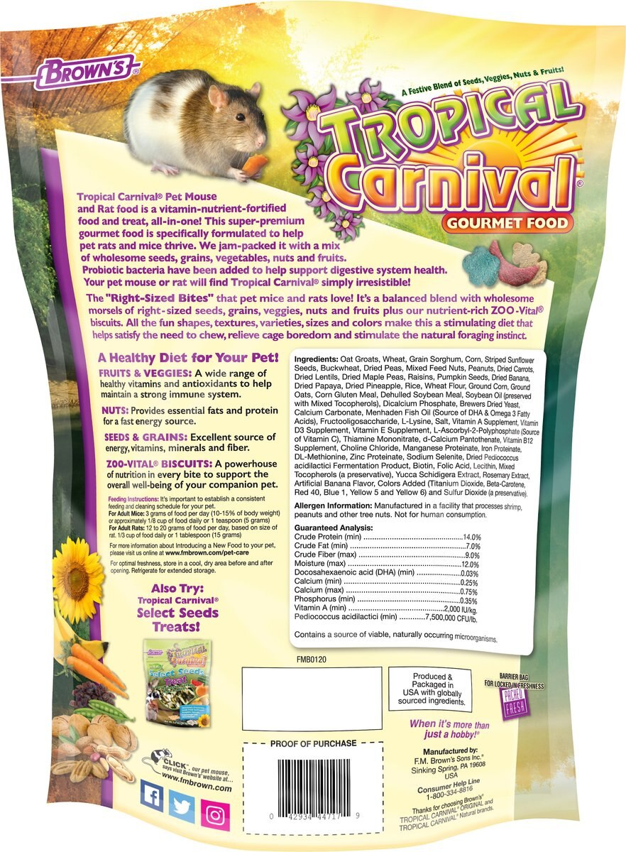 BROWN'S Tropical Carnival Gourmet Mouse & Rat Food, 2-lb bag - Chewy.com