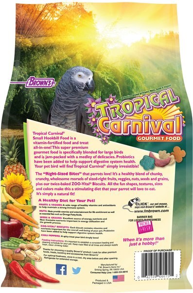 BROWN'S Tropical Carnival Gourmet Small Hookbill Food, 10-lb bag ...