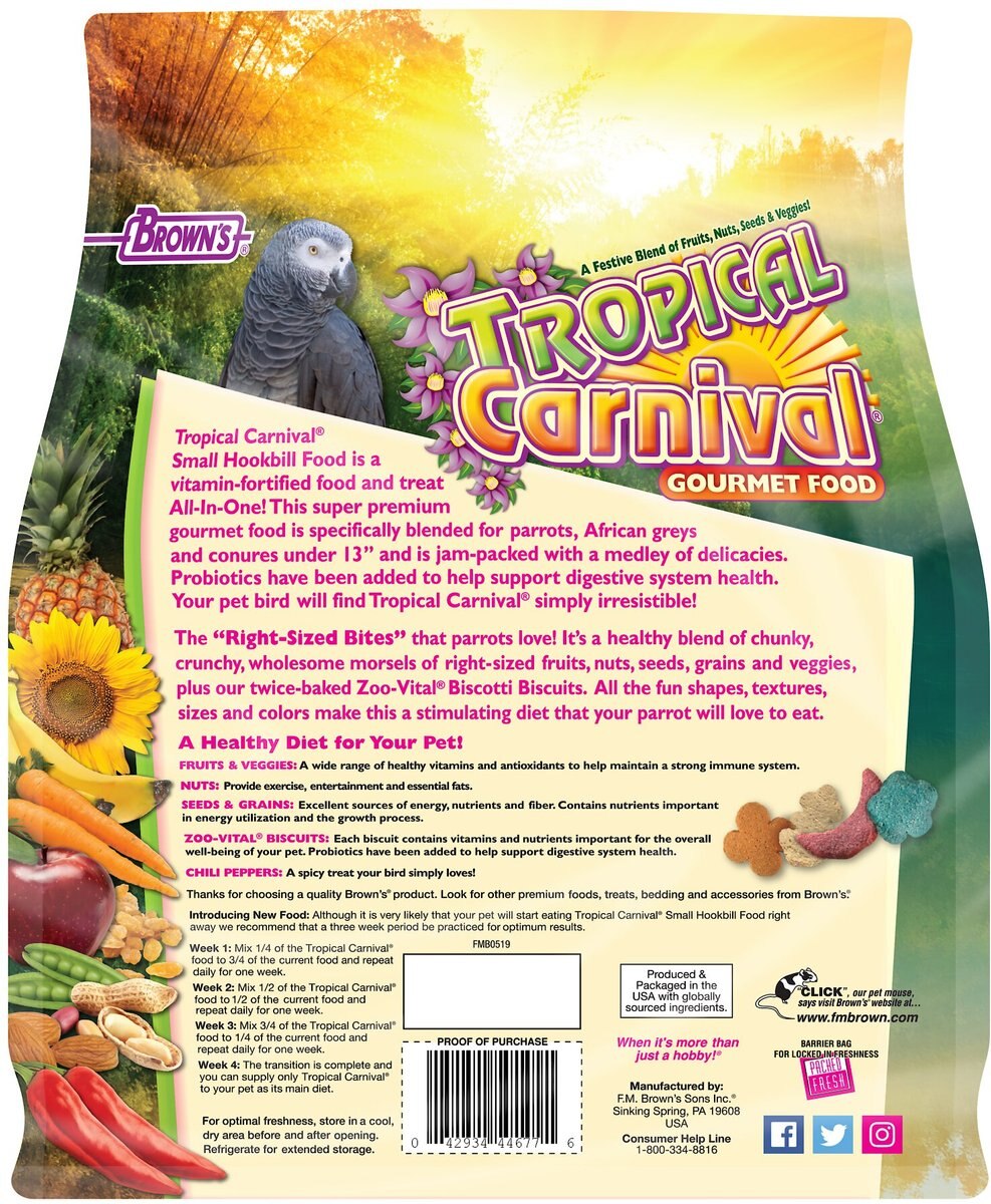 BROWN'S Tropical Carnival Gourmet Small Hookbill Food, 5-lb bag - Chewy.com
