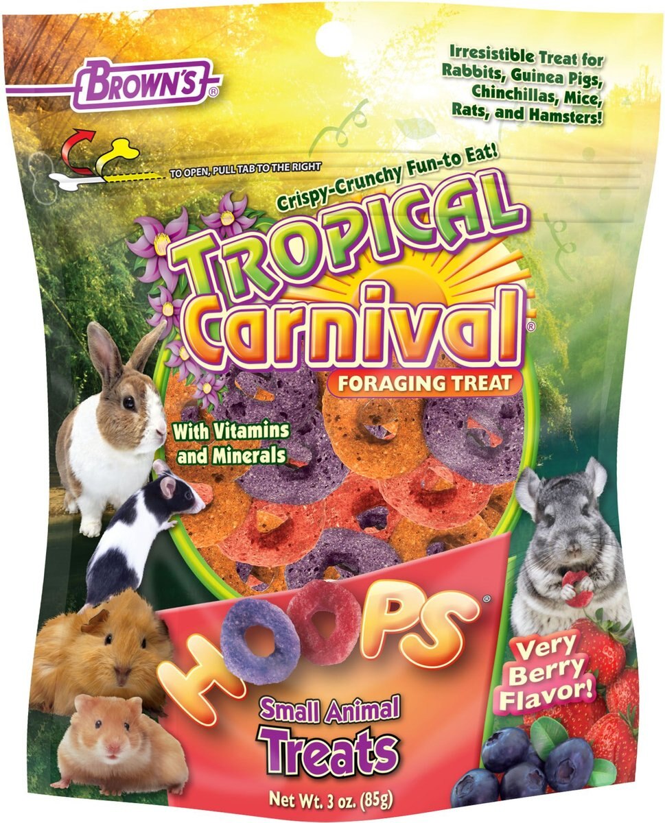 BROWN'S Tropical Carnival Hoops Strawberry Flavor Small Animal Treats ...