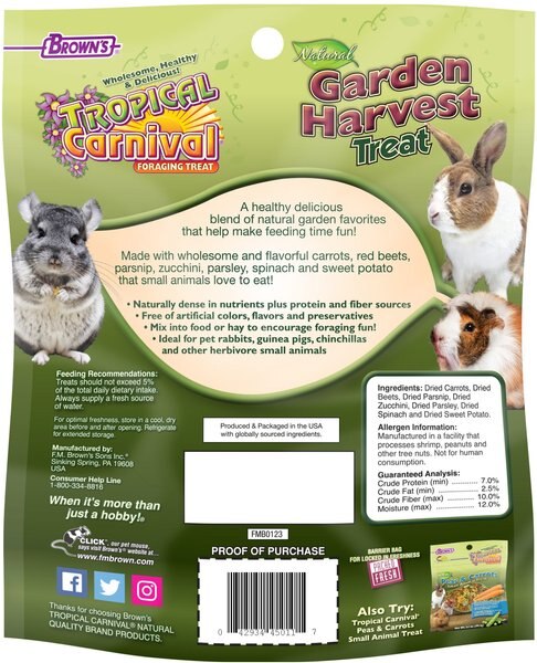 BROWN'S Tropical Carnival Natural Garden Harvest Small Pet Treats, 3-oz bag - Chewy.com
