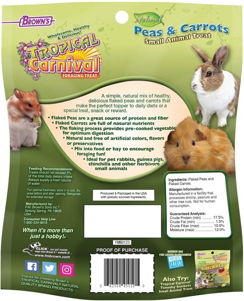 BROWN'S Tropical Carnival Natural Peas & Carrots Small Pet Treats, 3.5-oz bag - Chewy.com