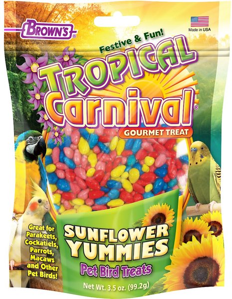 BROWN'S Tropical Carnival Sunflower Yummies Bird Treats, 3.5-oz bag - Chewy.com