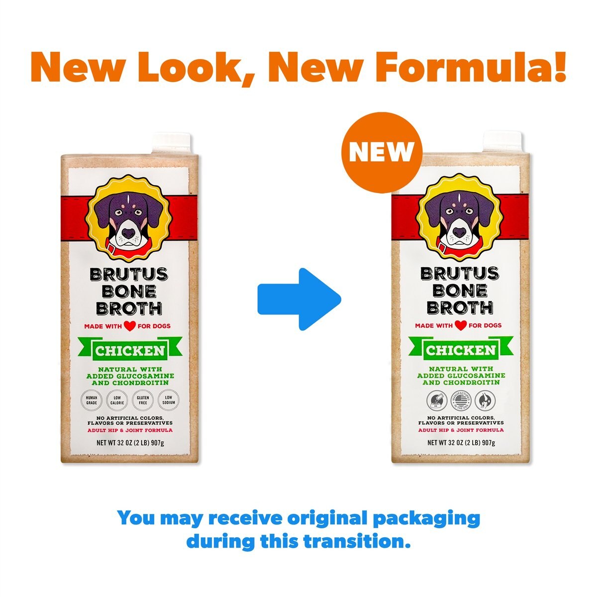 BRUTUS BROTH Chicken Bone Broth Hip & Joint with Glucosamine Dog Food ...
