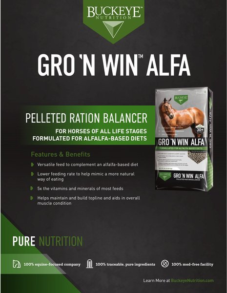 BUCKEYE NUTRITION Gro 'N Win Alfa Horse Feed, 50-lb bag - Chewy.com