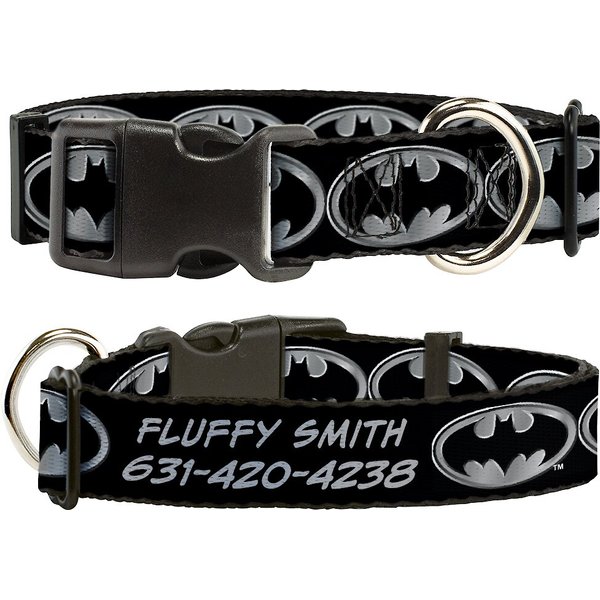 BUCKLE-DOWN DC Comics Superman Shield Personalized Dog Collar, Medium ...