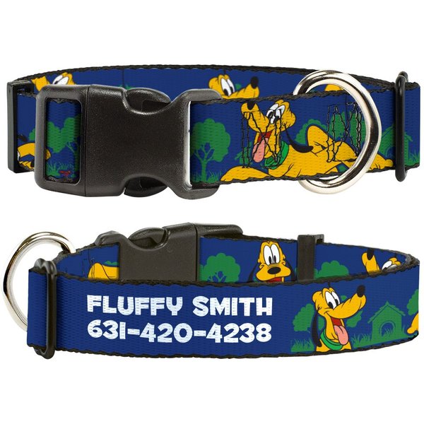 BUCKLE-DOWN Disney Pluto 4-Poses/Landscape Personalized Dog Collar ...