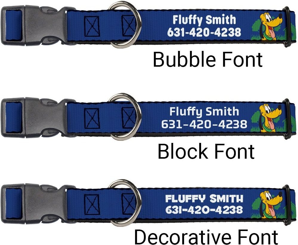 BUCKLE-DOWN Disney Pluto 4-Poses/Landscape Personalized Dog Collar ...