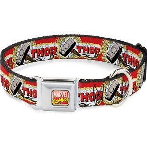 BUCKLE-DOWN Marvel Comic Thor & Hammer Dog Collar, Small - Chewy.com