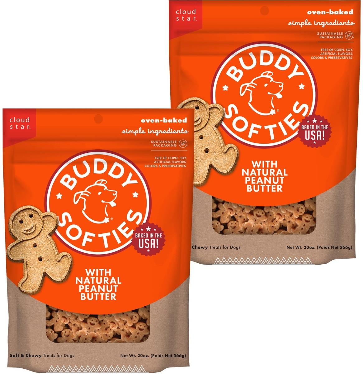 BUDDY BISCUITS Softies with Peanut Butter Soft & Chewy Dog Treats, 40 ...