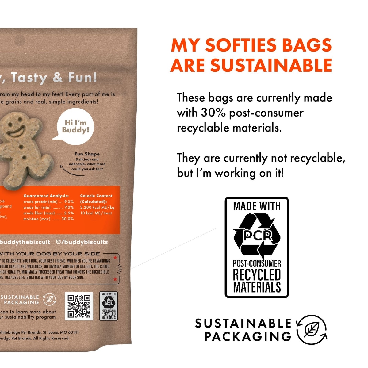 BUDDY BISCUITS Softies with Peanut Butter Soft & Chewy Dog Treats, 40 ...