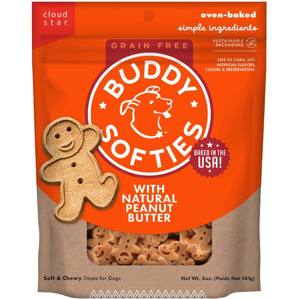 BUDDY BISCUITS Softies with Peanut Butter Soft & Chewy Dog Treats, 5-oz ...
