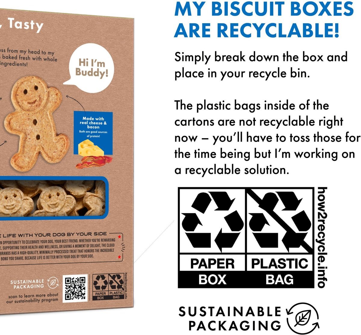 BUDDY BISCUITS with Bacon & Cheese Oven Baked Dog Treats, 16-oz box ...