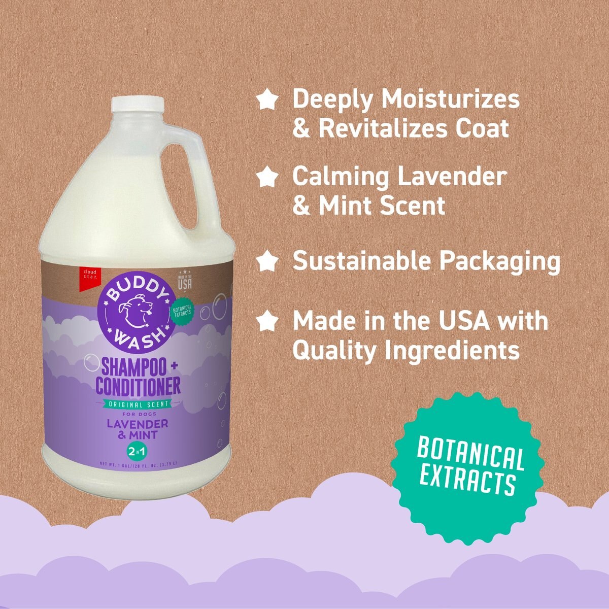BUDDY WASH Original Lavender & Mint Dog Shampoo & Conditioner, 1-gal ...