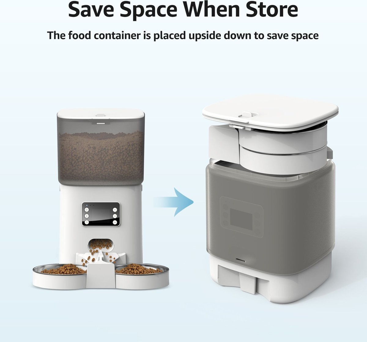 BUETEKA Automatic Food Dispenser with Splitter & Stainless Bowls Cat ...