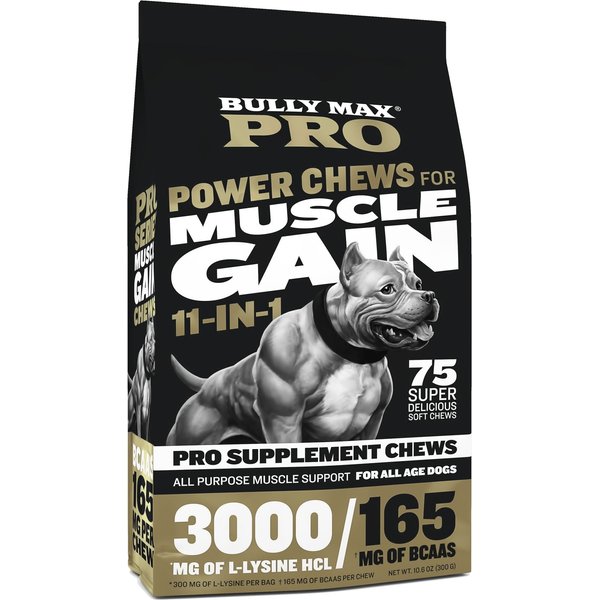 BULLY MAX Power Chews for Muscle Gain 11-in-1 Pro Supplement for Dogs ...